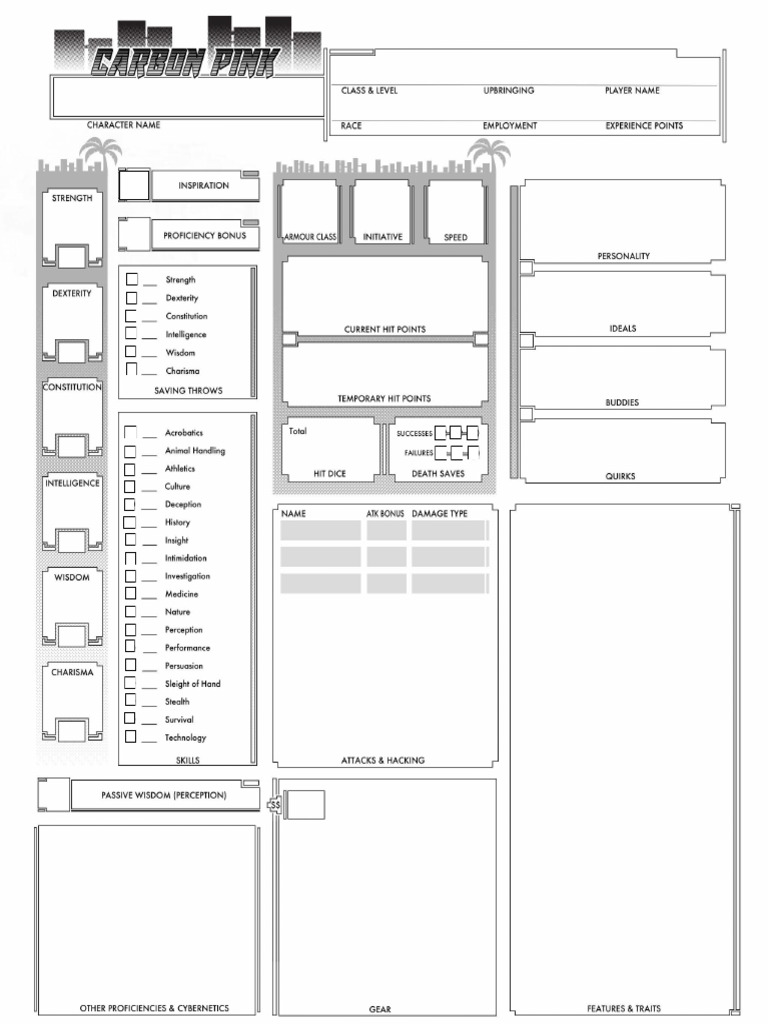 Carbon Pink Char Sheet V 4 | PDF
