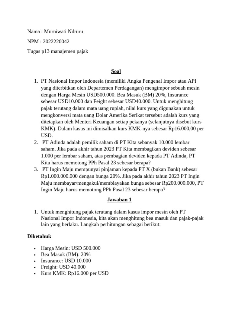MURNIWATI NDRURU p13 Manajemen Pajak | PDF