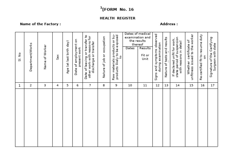 None_FORM 16 - HEALTH REGISTER | PDF