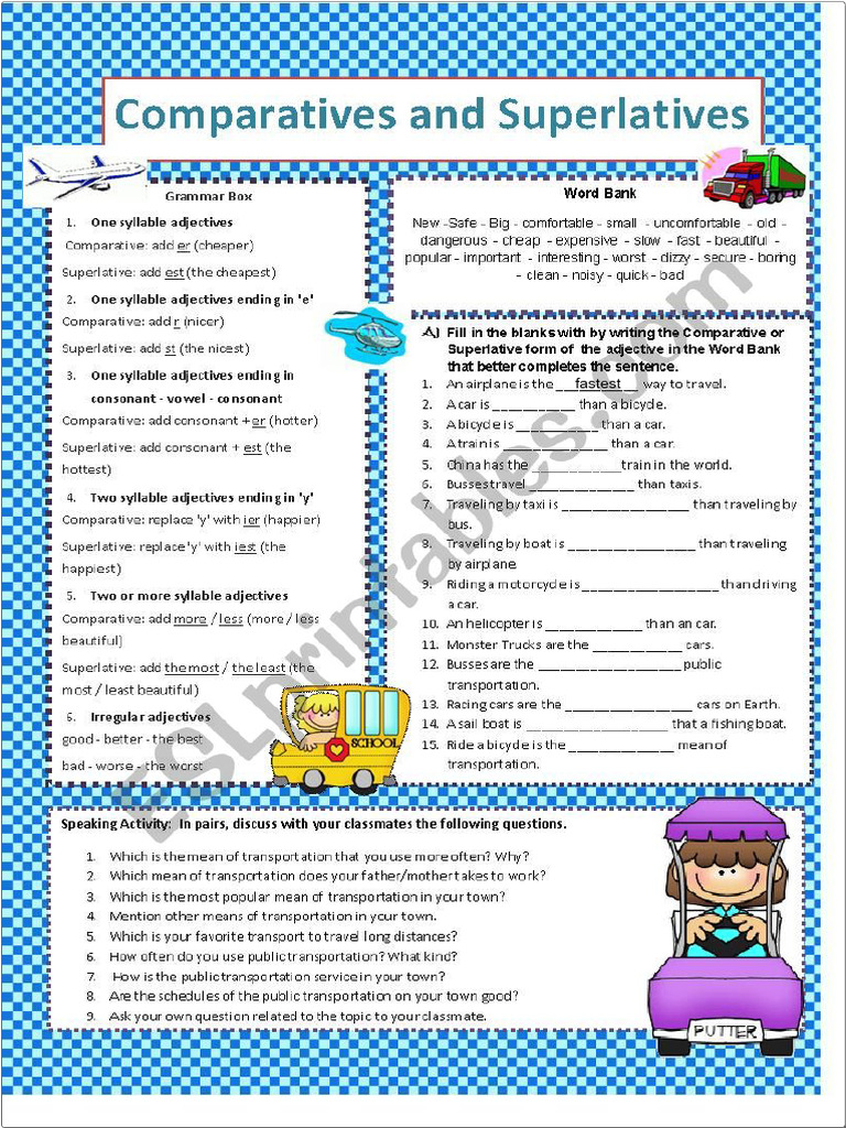 ESL Worksheet: Comparatives & Superlatives | PDF