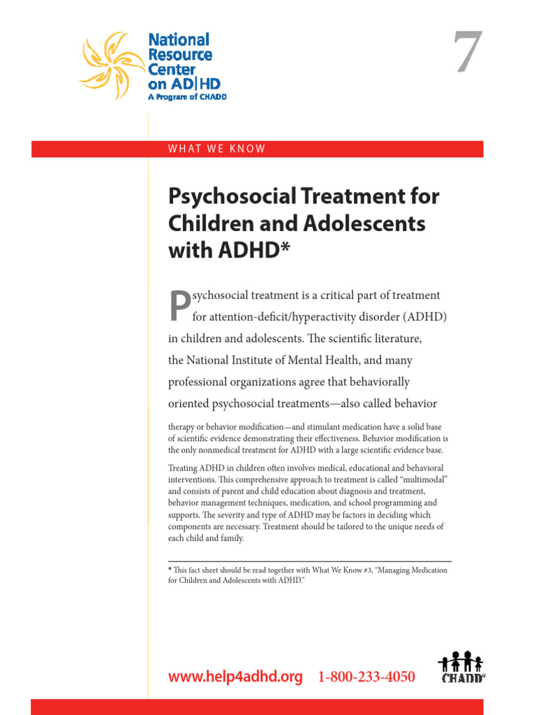 Psychosocial Treatment For Children and Adolescents With ADHD | PDF ...