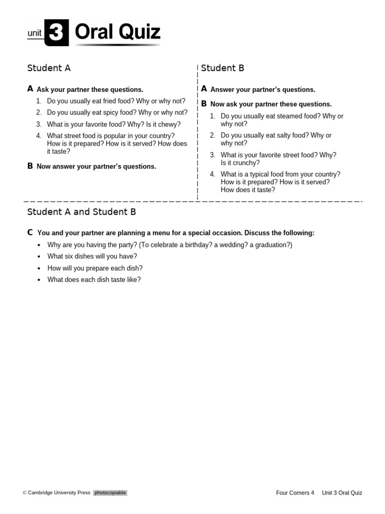 Four Corners Second Edition - Level 4 - Q03 - Oral | PDF