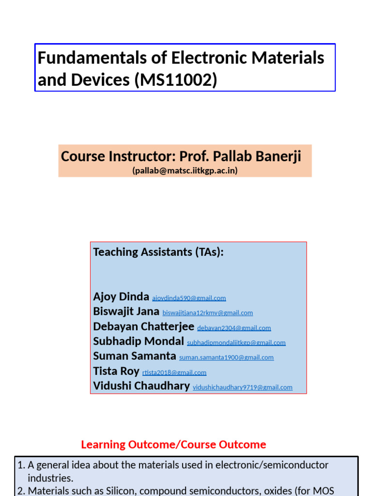 Electronic Materials and Devices Overview | PDF | Semiconductors ...