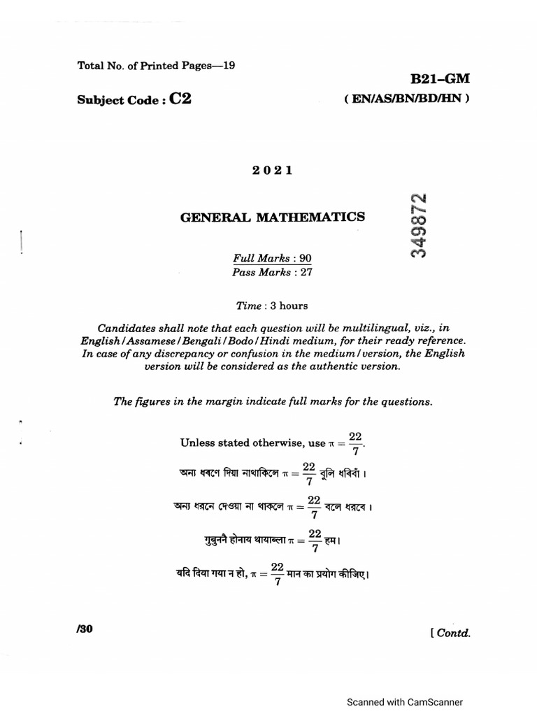 General Mathematics 2021 | PDF