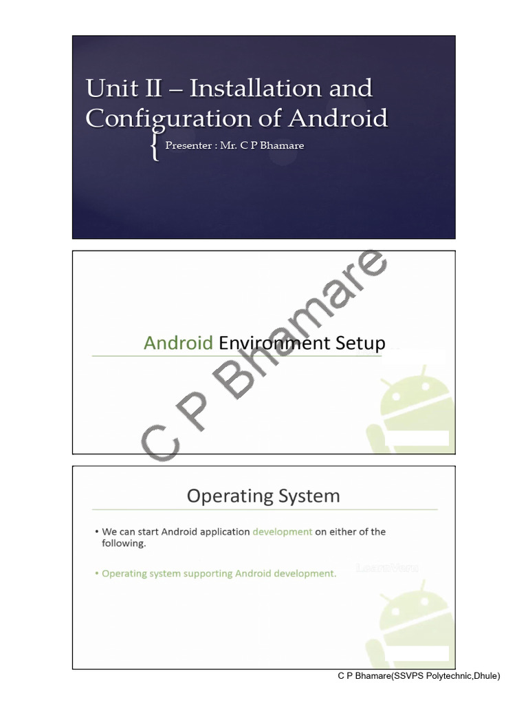 MAD Unit II - Intsallation and Configuration of Android | PDF | Android (Operating System ...