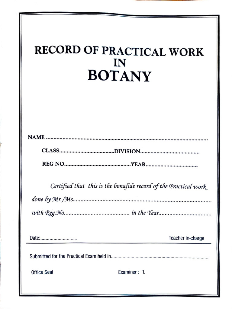 Botany Practical Record | PDF