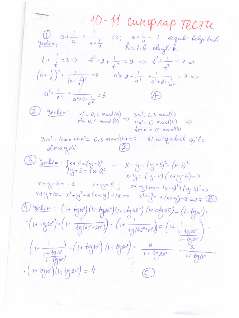 Qo'Qon 10-11 - Yechilishi 2021 | PDF