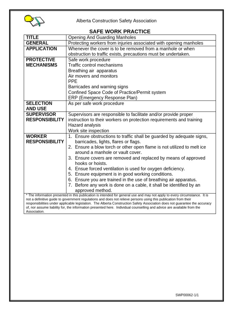 SWP00062 | PDF | Safety | Occupational Safety And Health