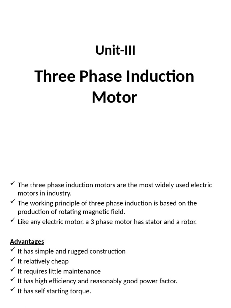 Unit-3 Three Phase Induction Motor-1 | PDF | Electric Motor | Electricity