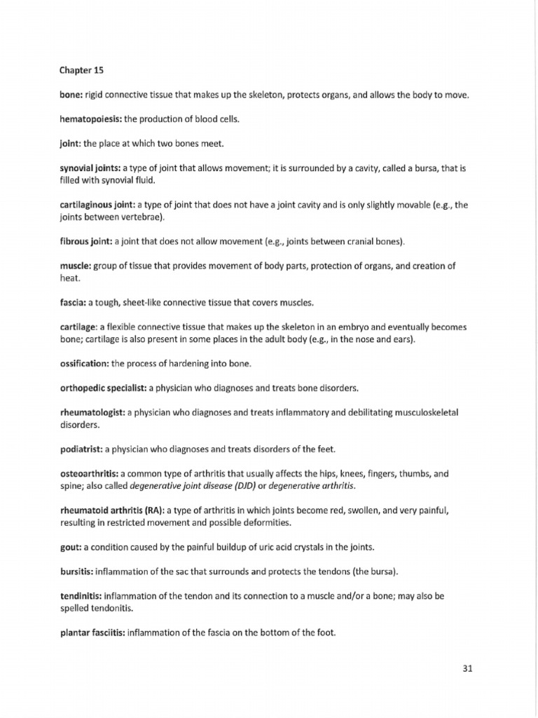 Hartman Chapter 15 Musculoskeletal Terms | PDF