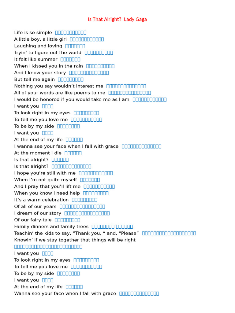 Is That Alright-Lady Gaga | PDF
