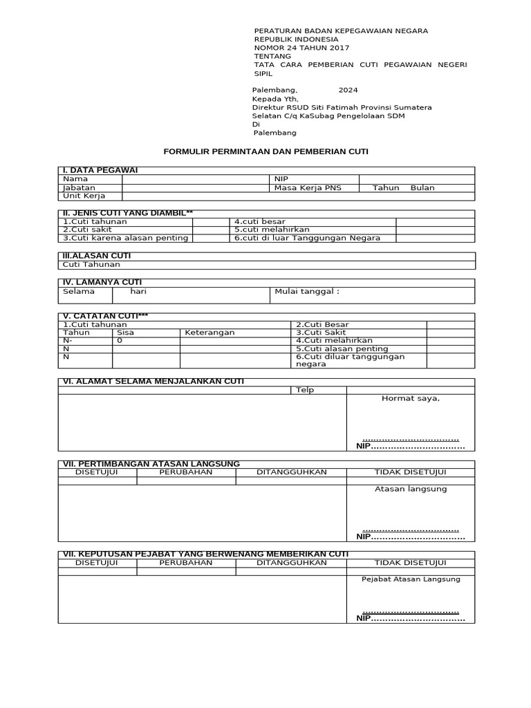Formulir Cuti PNS Kkosong | PDF