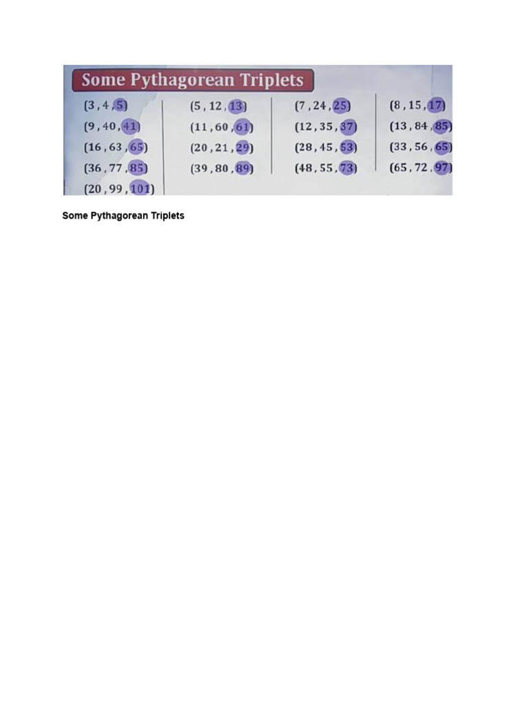 Some Pythagorean Triplets | PDF