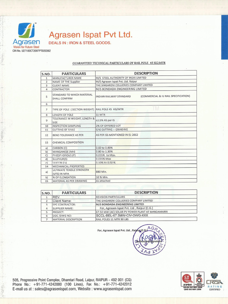 GTP DRAWING RAIL POLE 45 KG | PDF