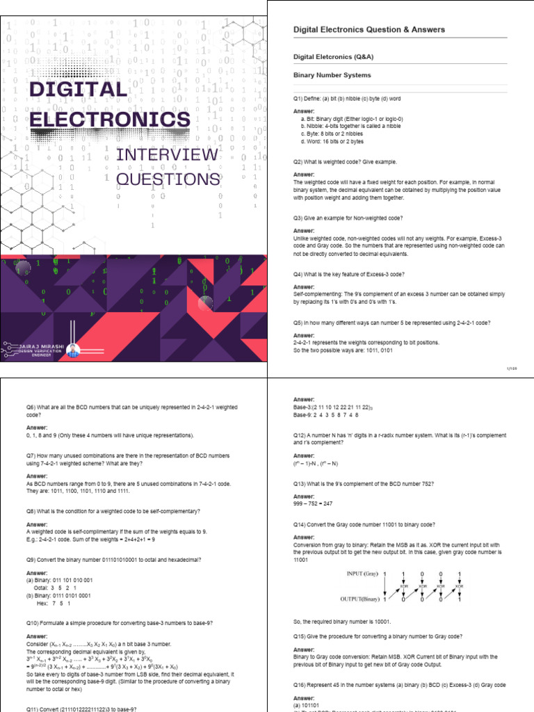 Digital Electronics Interview Questions Answers | PDF | Logic Gate | Binary Coded Decimal