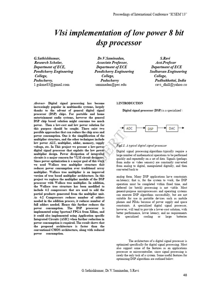 vlsi-implementation-of-low-power-8-bit-dsp-processor-IJERTCONV1IS06078 | PDF | Digital Signal ...
