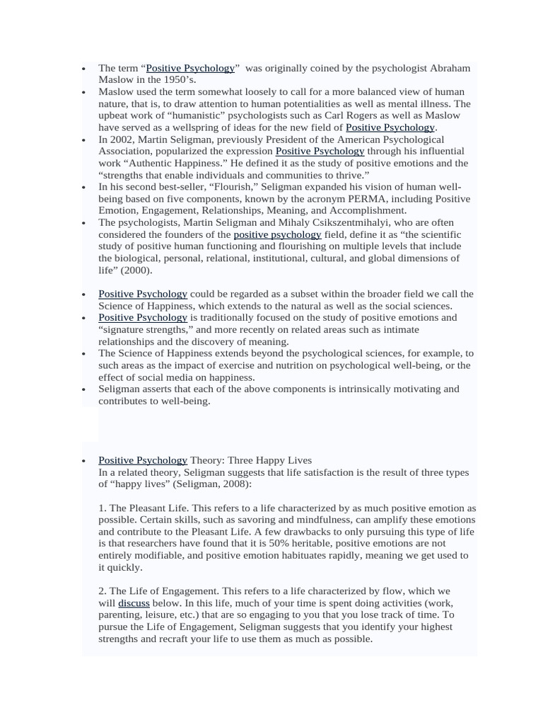 Unit 1 Positive Psychology | PDF | Positive Psychology | Noble ...