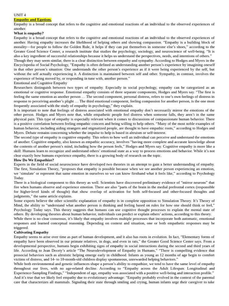 UNIT_4[1] | PDF | Empathy | Forgiveness