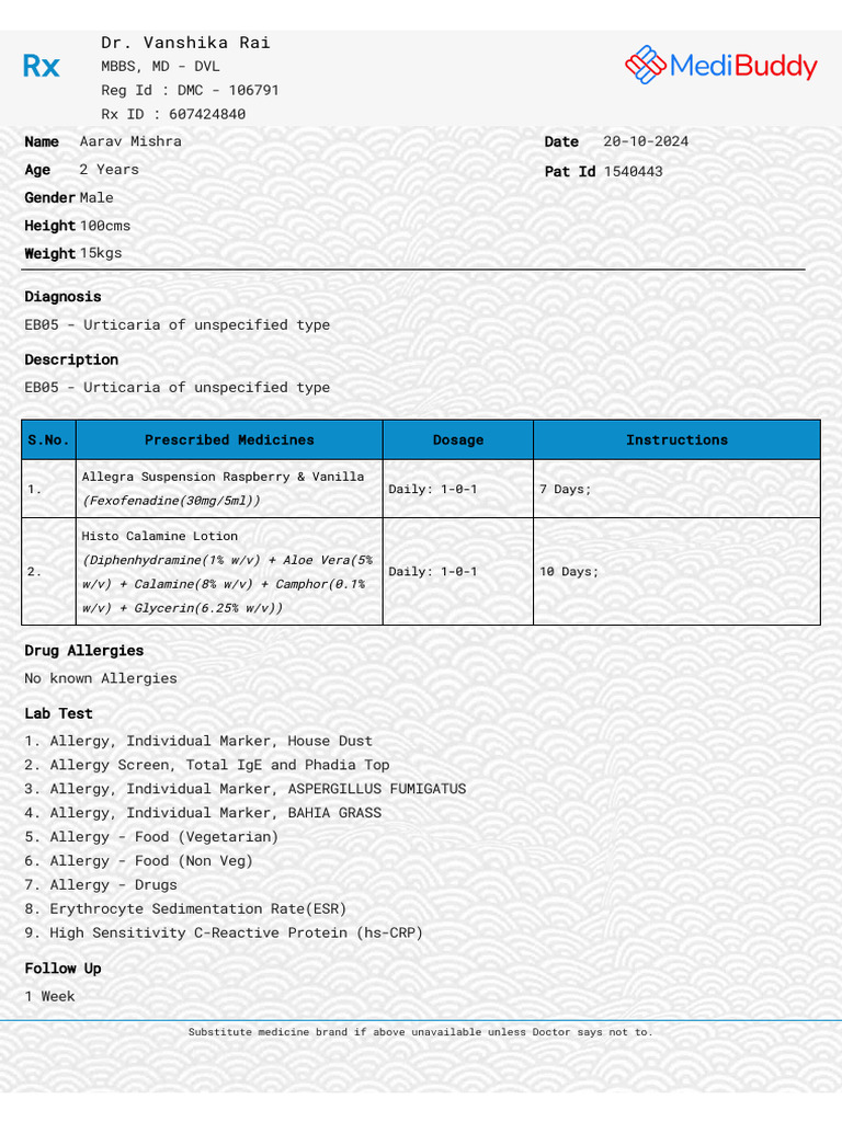 Histo Calamine Lotion Prescription | PDF