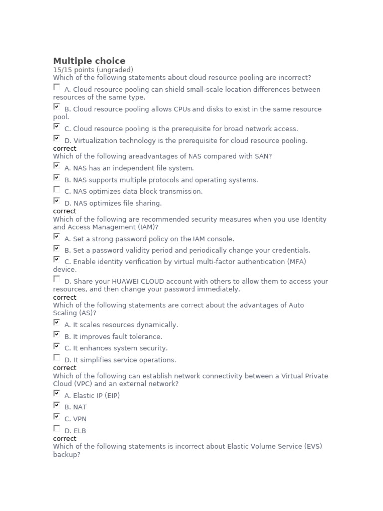 Multiple choice | PDF | Computer Network | Cloud Computing