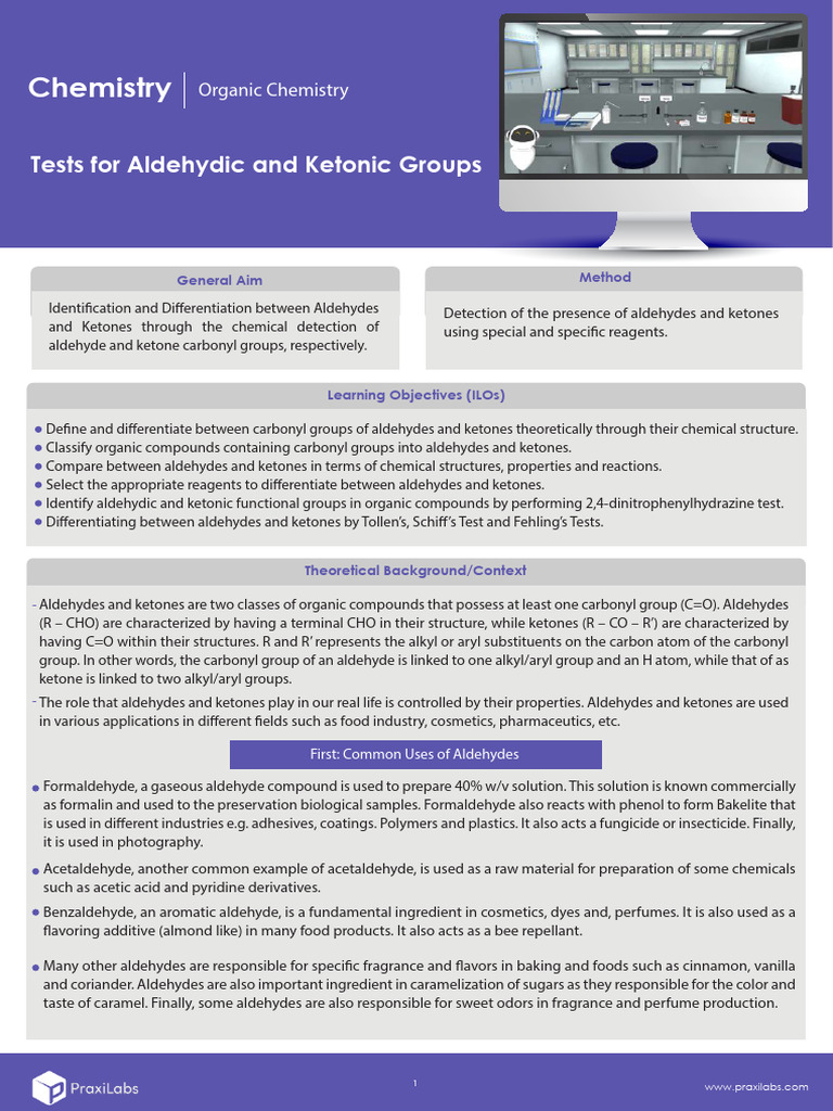 Testing Aldehydes and Ketones | PDF | Aldehyde | Ketone