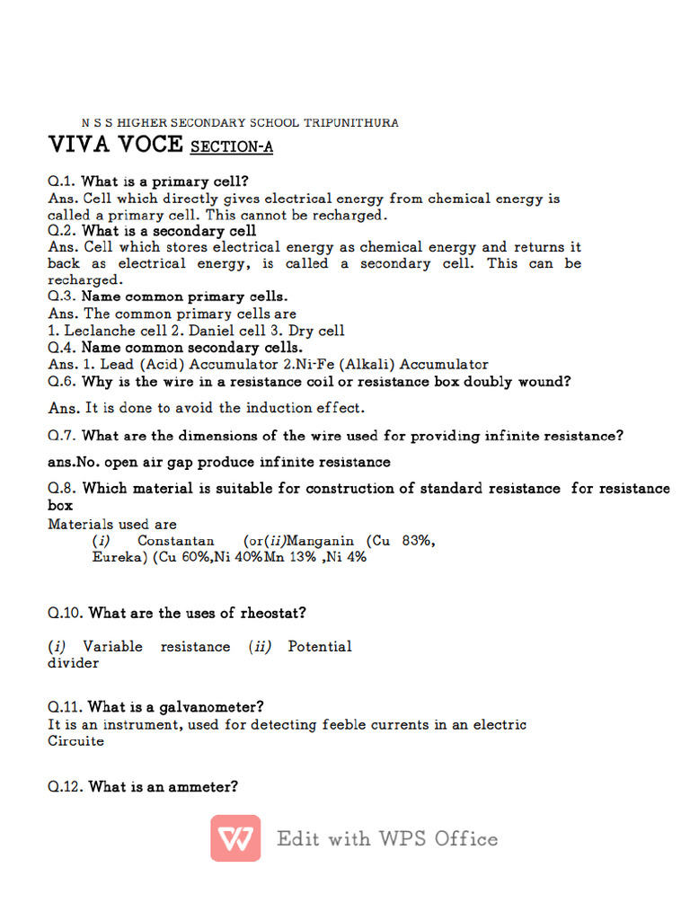 Viva Voce Class Xii | PDF