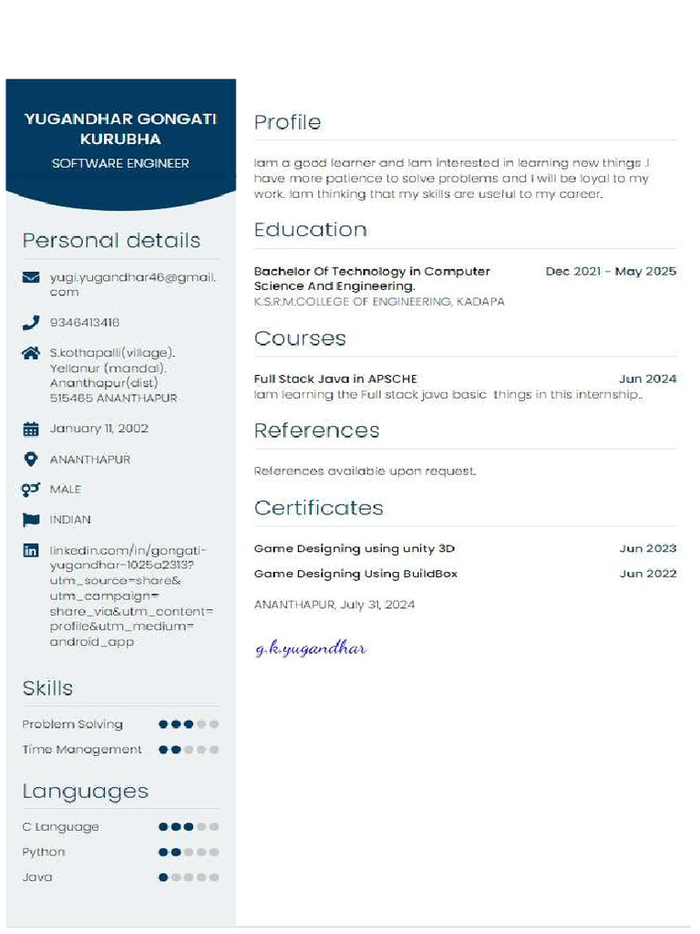 Yugandhar Resume - Compressed | PDF