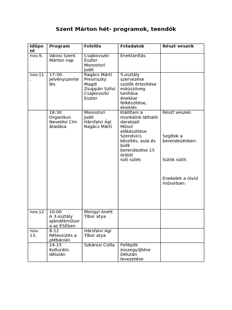 Szent Márton Hét 2024 | PDF