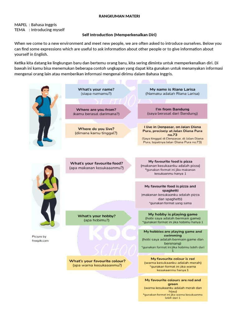 Materi Perkenalan Diri Bahasa Inggris | PDF