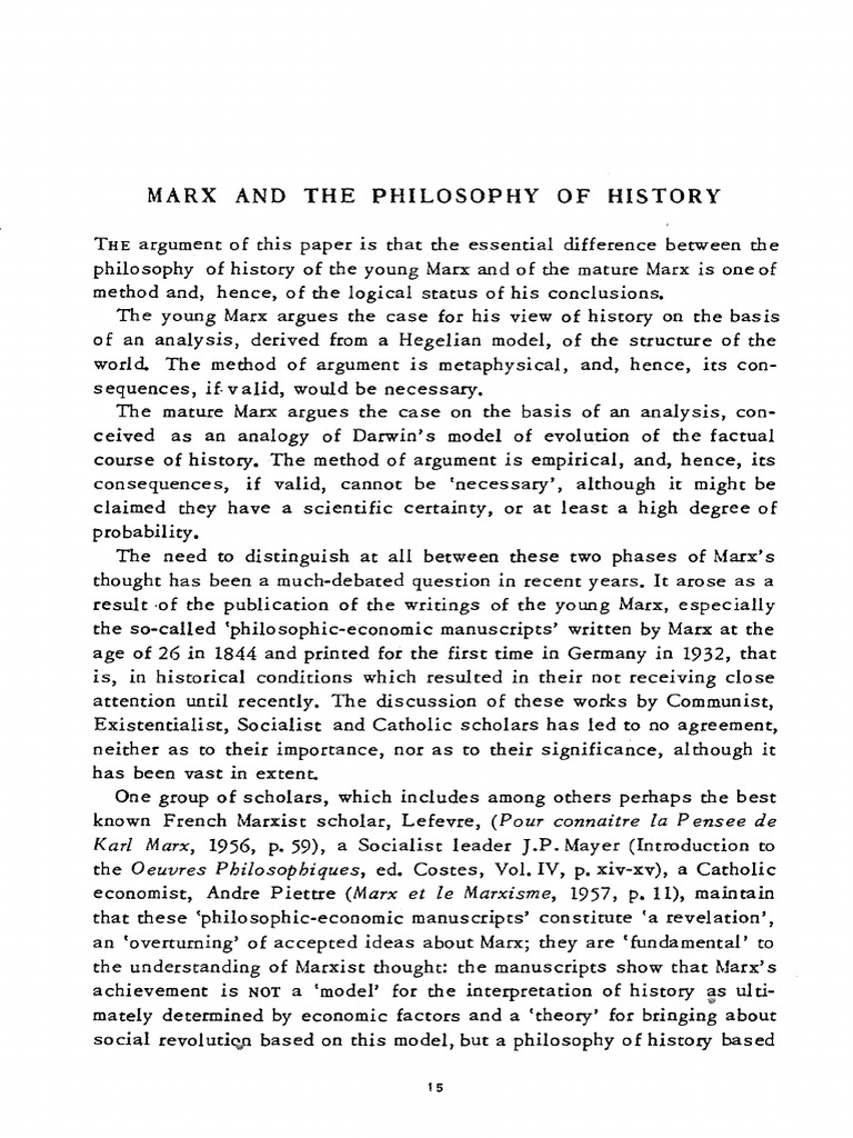 Marx and The Philosophy of History 1969 | PDF | Marx's Theory Of ...