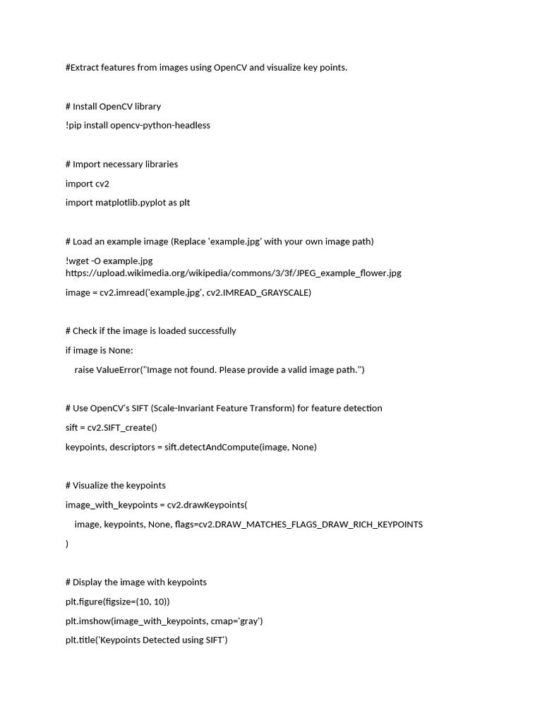 Extract Features From Images Using OpenCV and Visualize Key Points | PDF