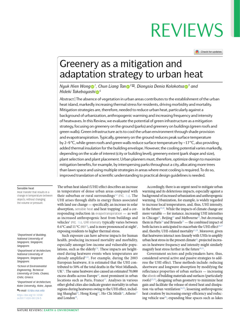 Greenery As A Mitigation and Adaptation Strategy To Urban Heat | PDF ...