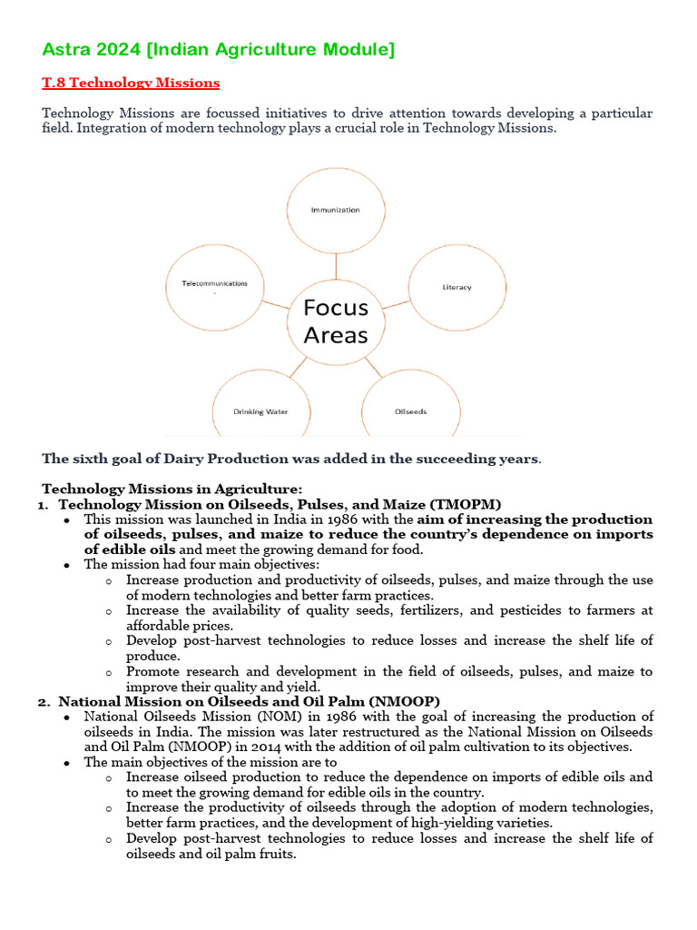 T.8 Technology Missions | PDF | Cotton | Agriculture