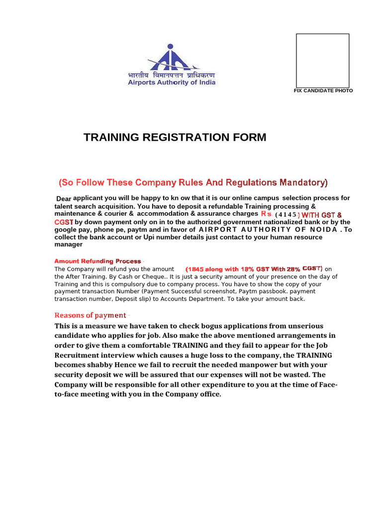 TRAINING FORM AA0I | PDF | Payments
