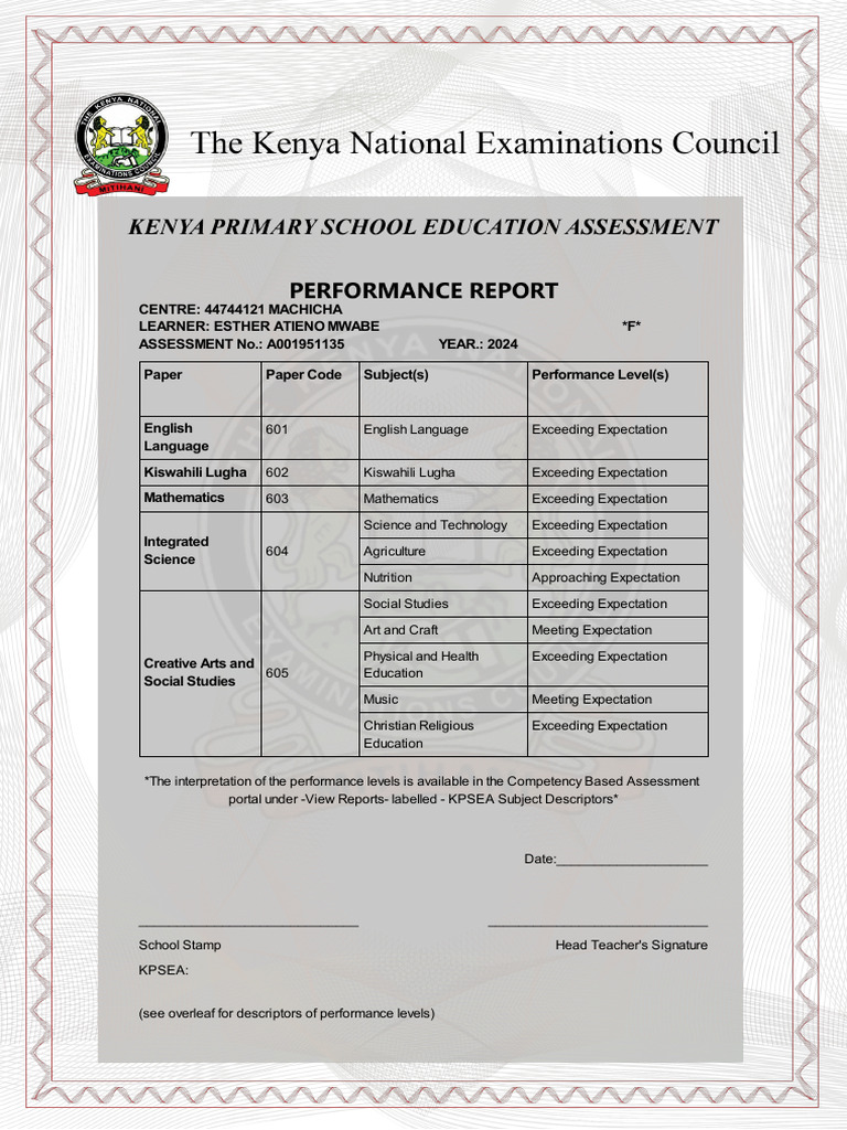 KPSEA 2024 Performance Report for Esther | PDF