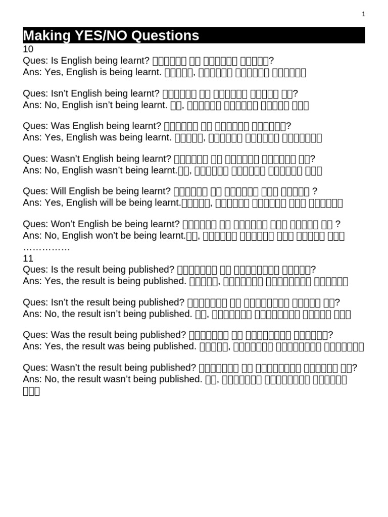 Making YESNO Questions | PDF