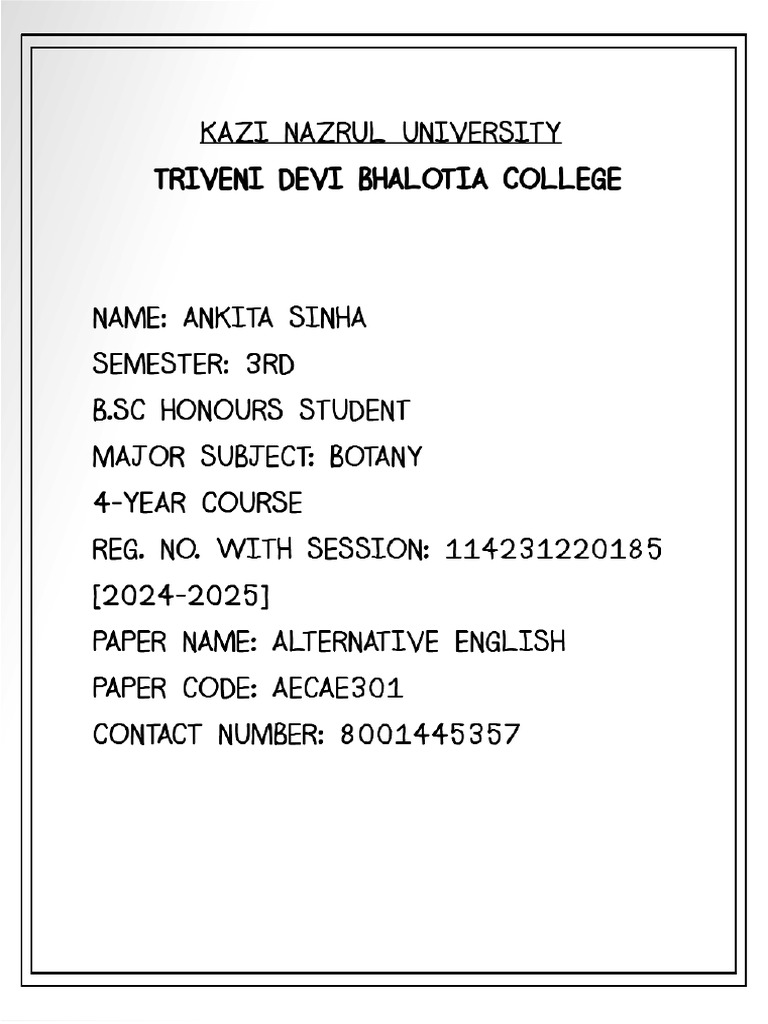 Alternative English - Ankita Singha | PDF