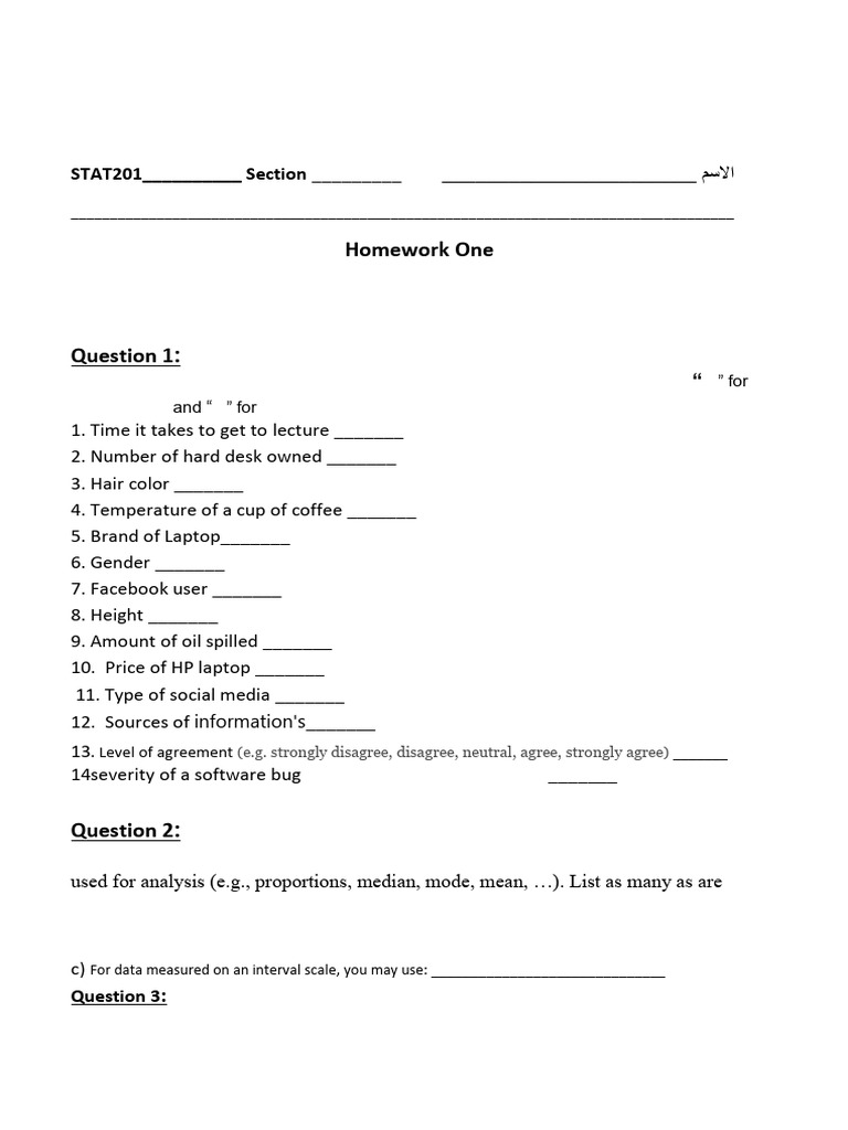 STAT201 Assignment1 | PDF