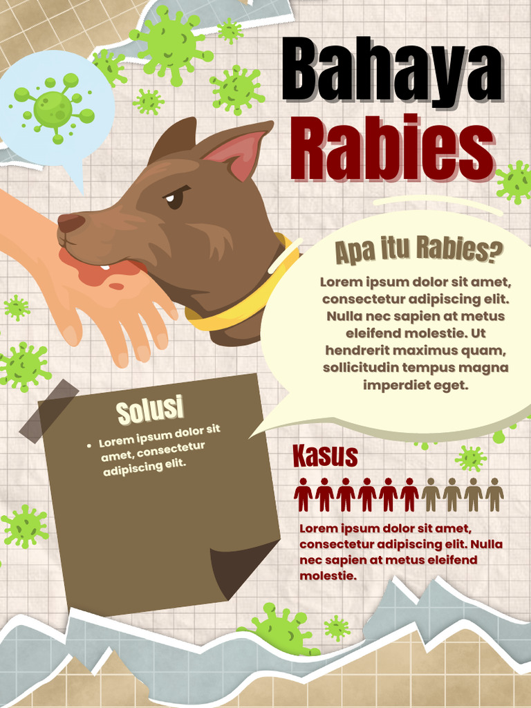Krem Dan Cokelat Ilustrasi Scrapbook Bahaya Rabies Infografis Dokumen ...