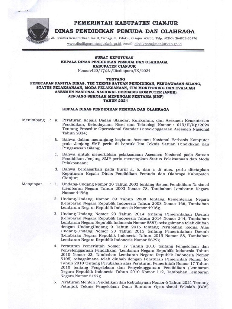 Lembar Surtug dan Instrumen Monev ANBK | PDF