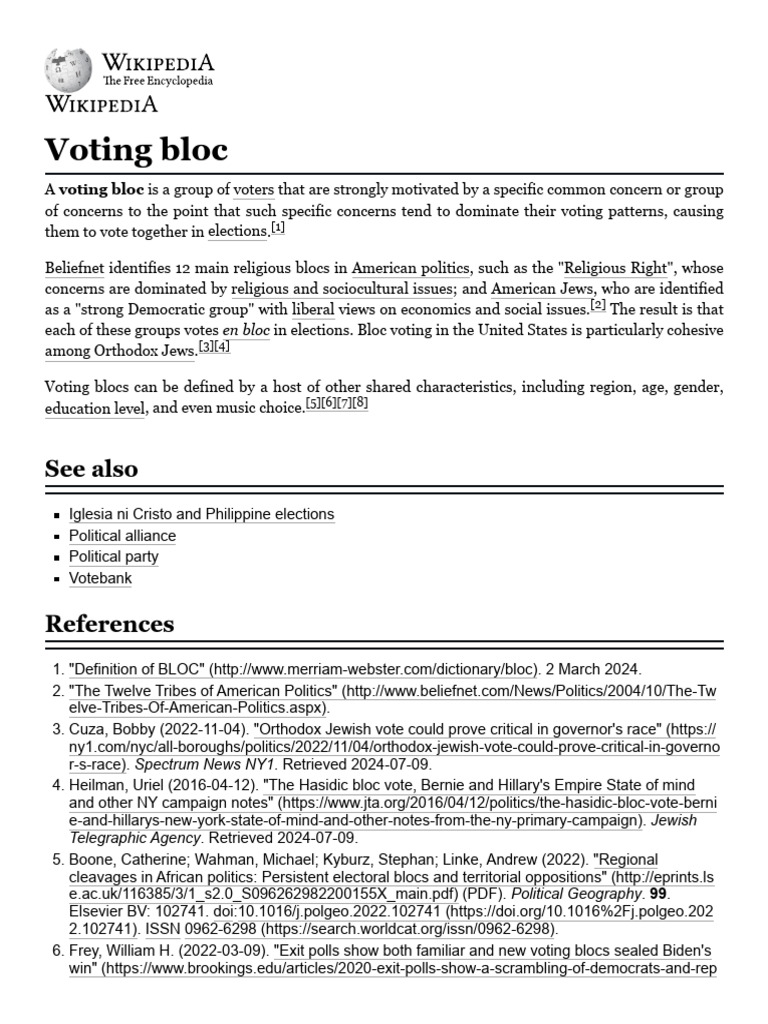 Voting bloc - Wikipedia | PDF | Elections | Voting