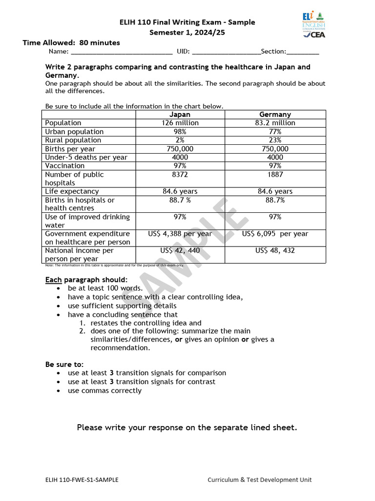 ELIH 110-FWE-S1-SAMPLE | PDF
