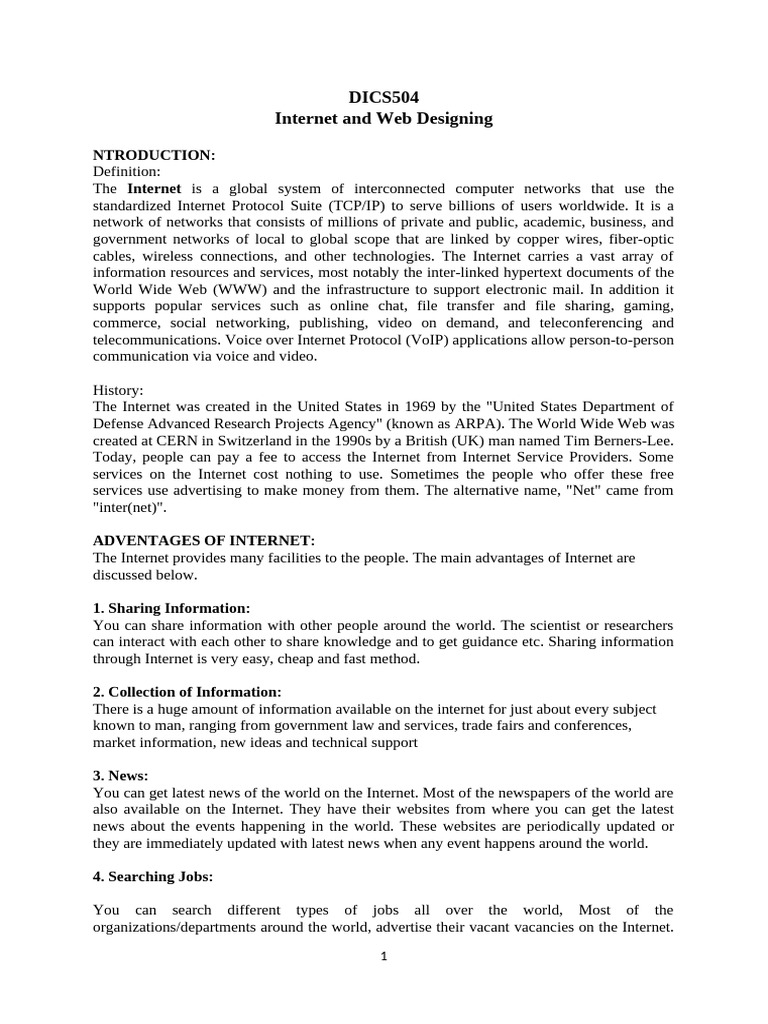 Concept of Internet and Its Evolution | PDF | Internet | Computer Network