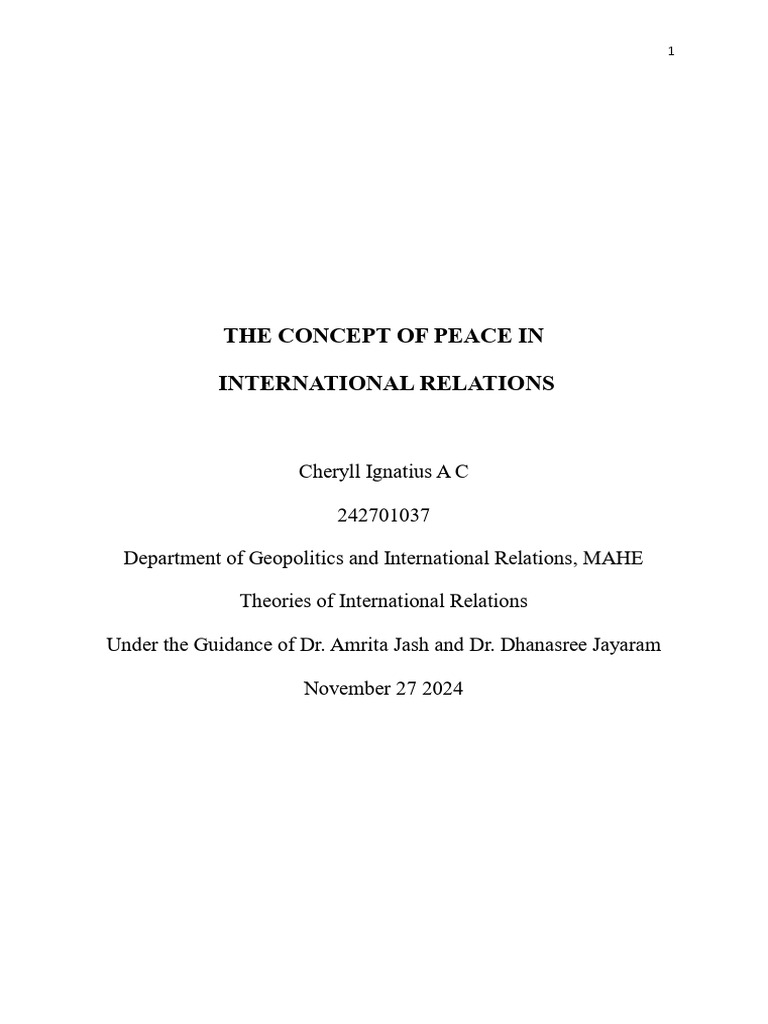 Concept of Peace | PDF | Peace | International Relations