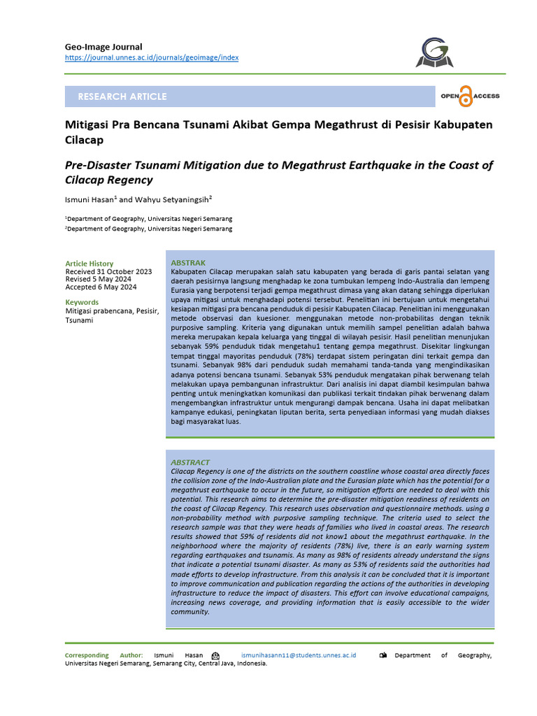 Mitigasi Pra Bencana Tsunami Akibat Gempa Megathrust Di Pesisir ...