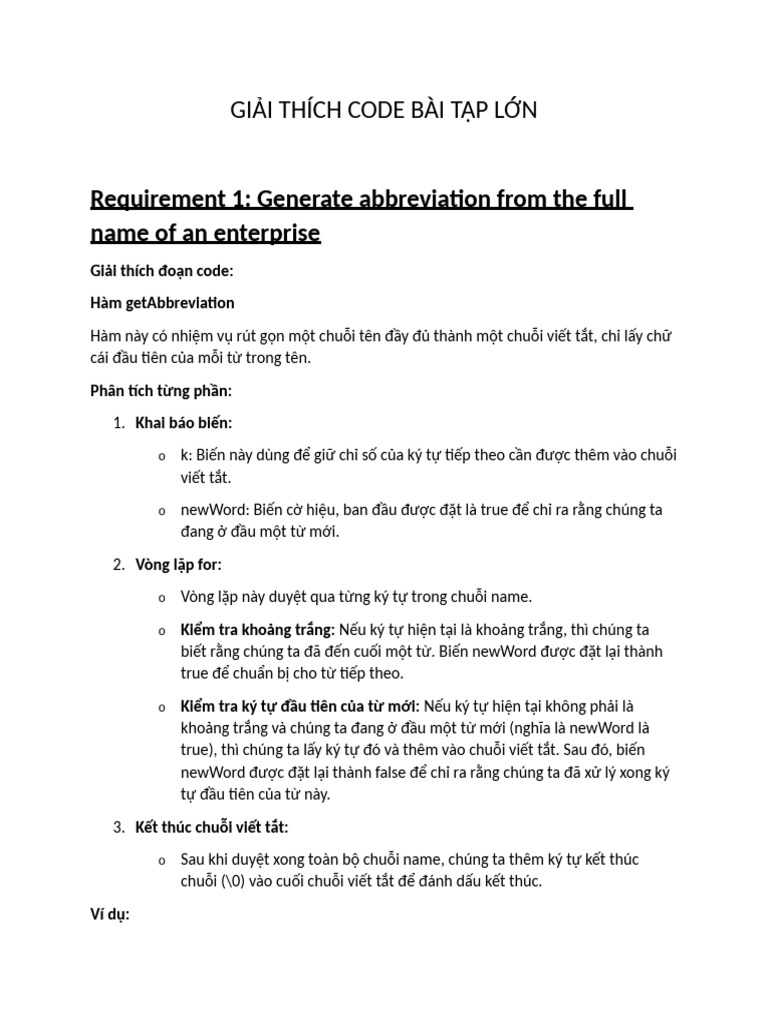 GIẢI THÍCH CODE BÀI TẬP LỚN | PDF