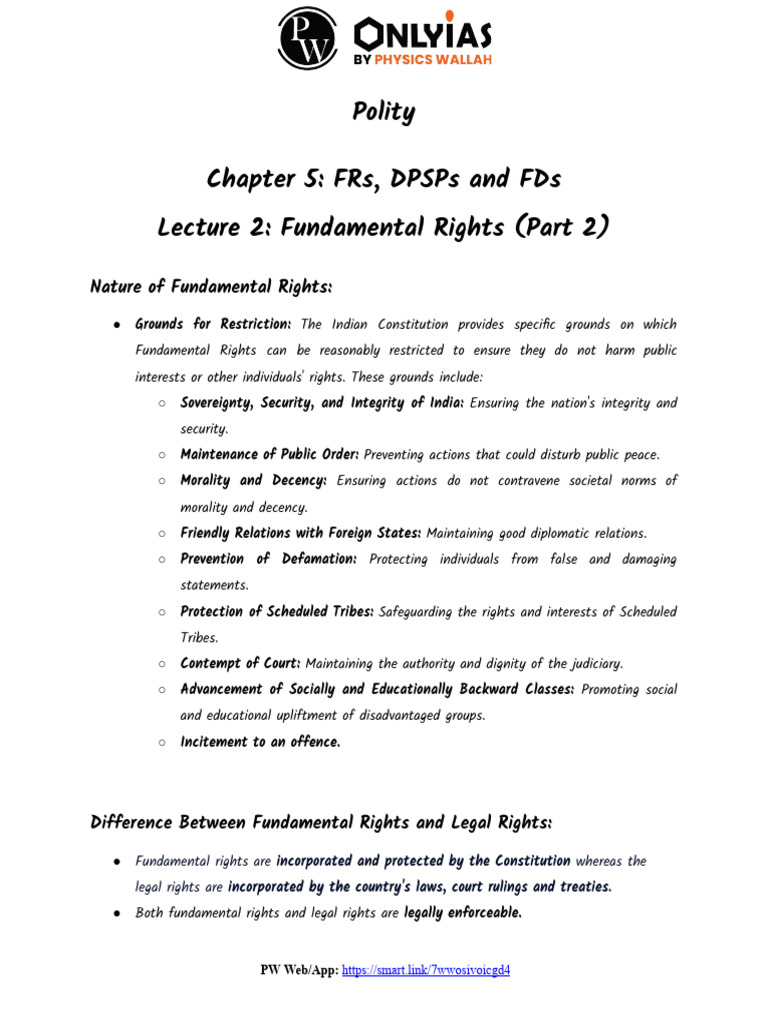 FRs, DPSPs and FDs 02 _ Daily Class Notes | PDF | Governance | Justice