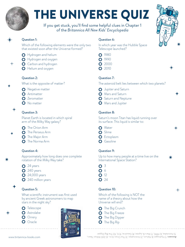 Universe Quiz and Word Search Guide | PDF | Planets | Saturn