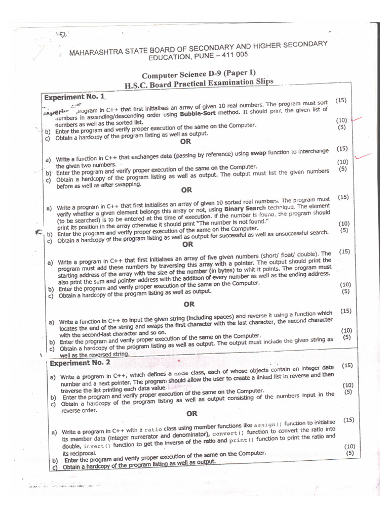 CS-I (D93) Practical Slips | PDF