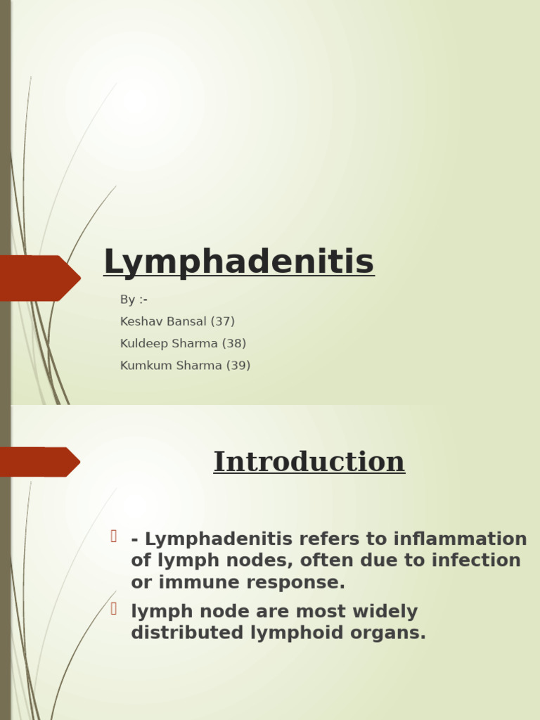 Lymphadenitis Presentation NEW | PDF | Lymphatic System | Inflammation